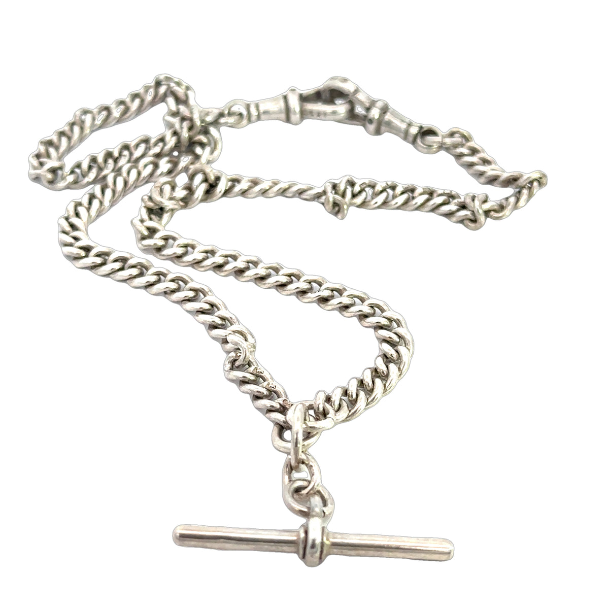 Antique Sterling Silver Fob Chain Curb Link with T-bar – Jems of Remuera