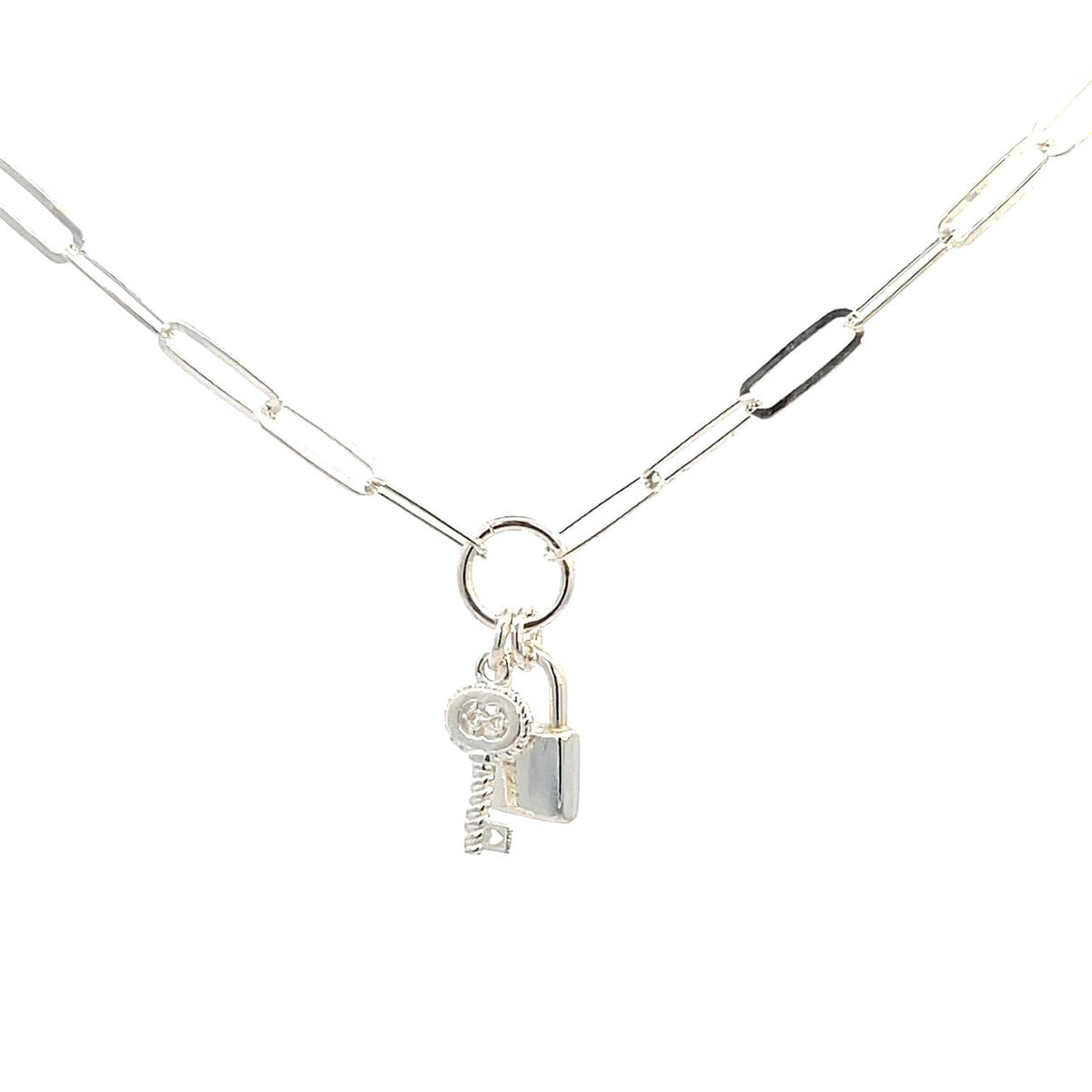 Paperclip Lock & Key Necklace in Sterling Silver – Jems of Remuera