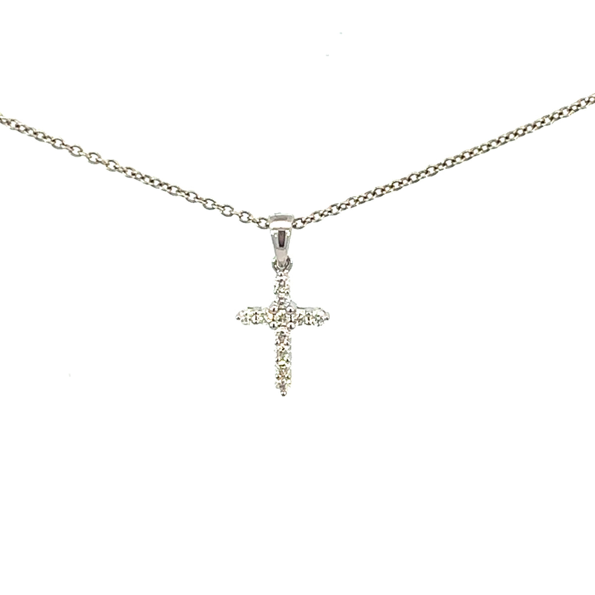 Small Diamond Cross Pendant in 18ct White Gold – Jems of Remuera