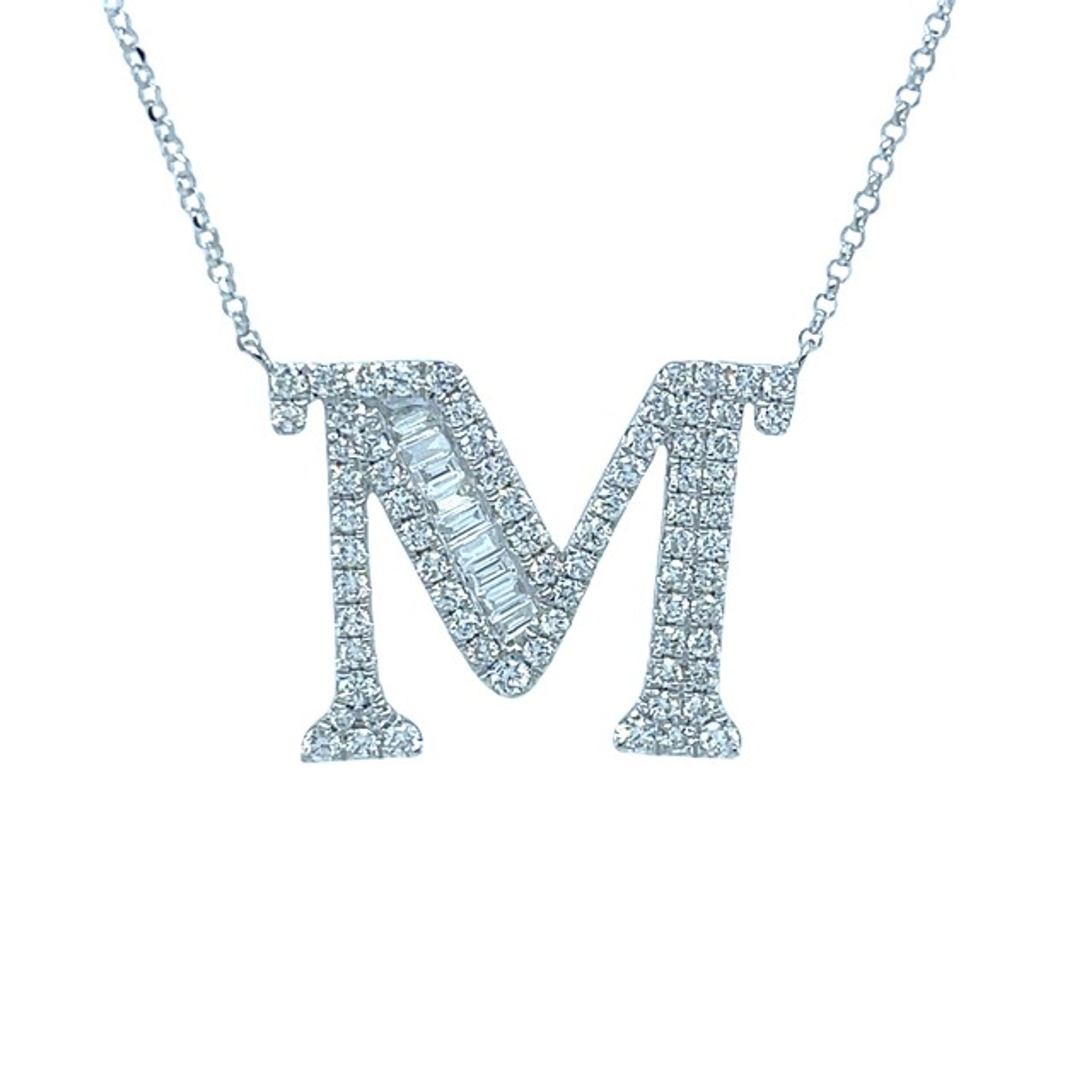 Fancy Diamond Alphabet Necklace M in 18ct White Gold – Jems of Remuera