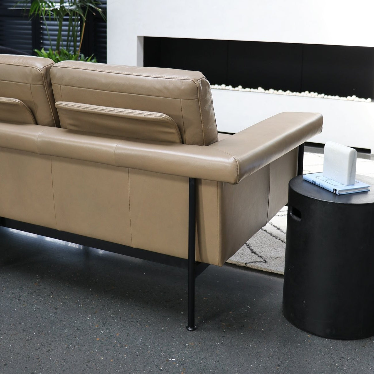 Beige 3 Seater Leather Sofa – Jems of Remuera