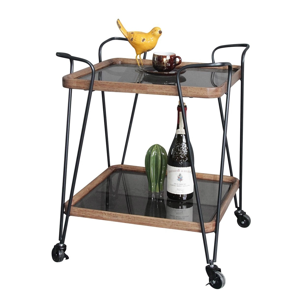 Square Drinks Trolley with Metal Frame – Jems of Remuera