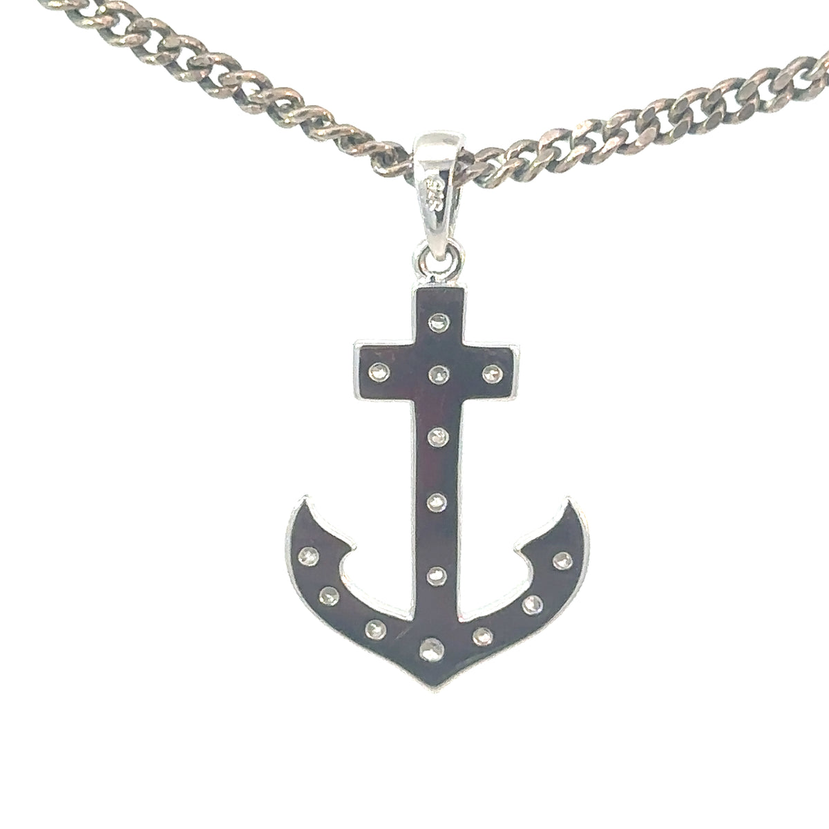 Diamond Anchor Pendant in White Gold – Jems of Remuera