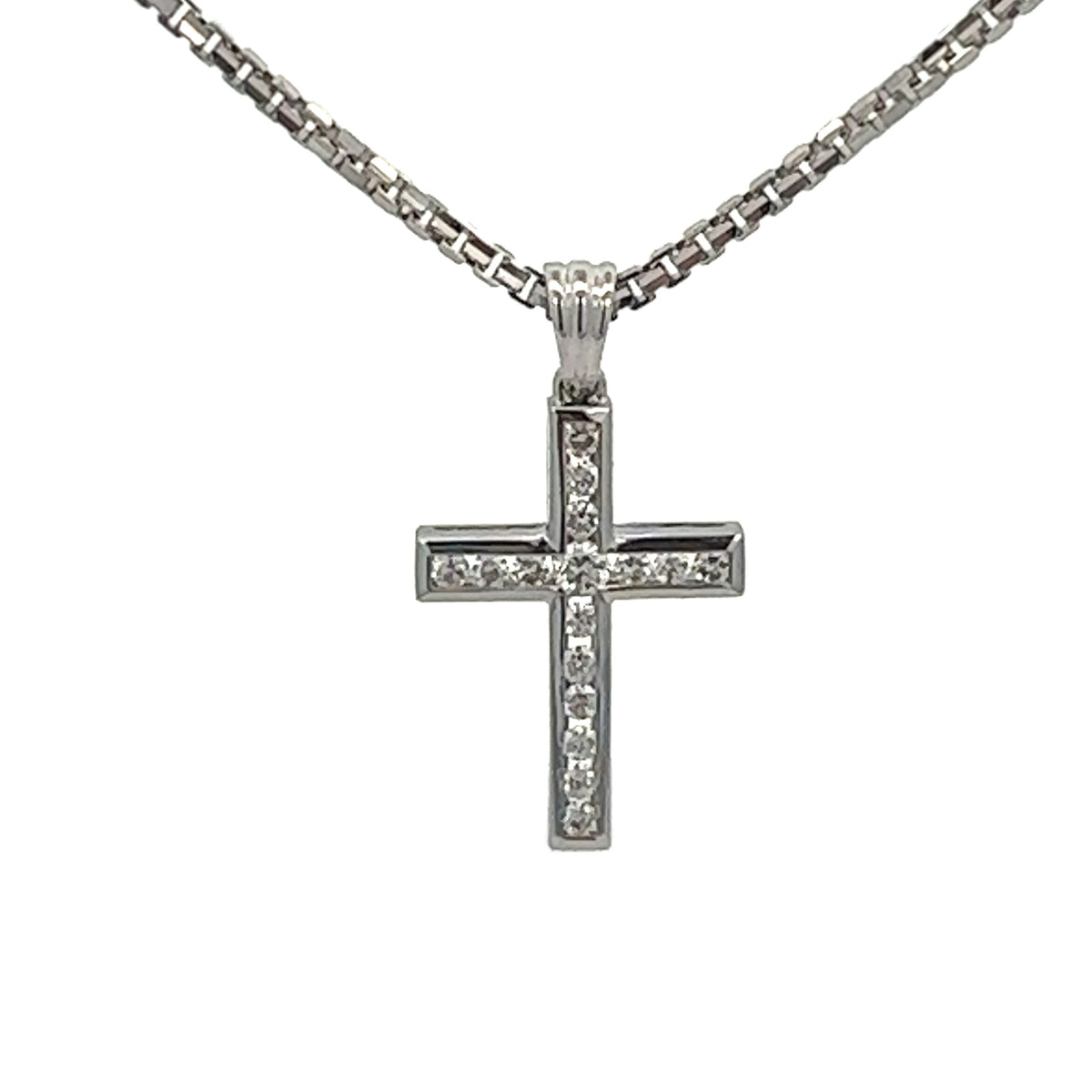 Channel Set Diamond Cross Pendant – Jems of Remuera