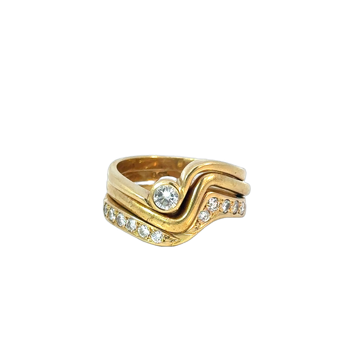 Trio Ring Set with Diamonds in 18ct Yellow Gold – Jems of Remuera