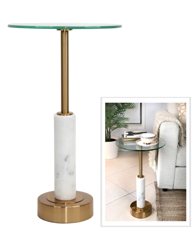 Marble Glass Gold Side Table – Jems of Remuera