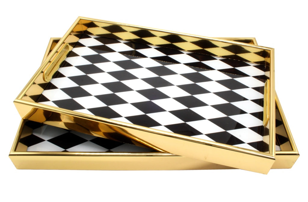 Herringbone Patterned Black White Tray Small – Jems of Remuera